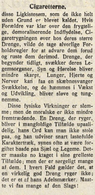 ”En virkelig god Dreng ryger ikke” | Kristeligt Dagblad